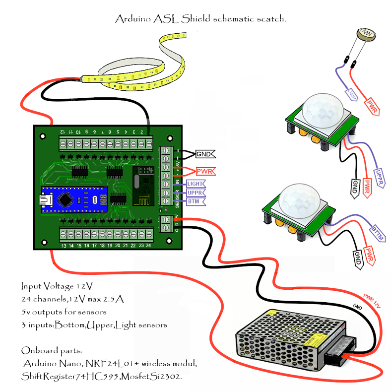 Automatic stairs led lighting arduino shield | OpenHardware.io ...