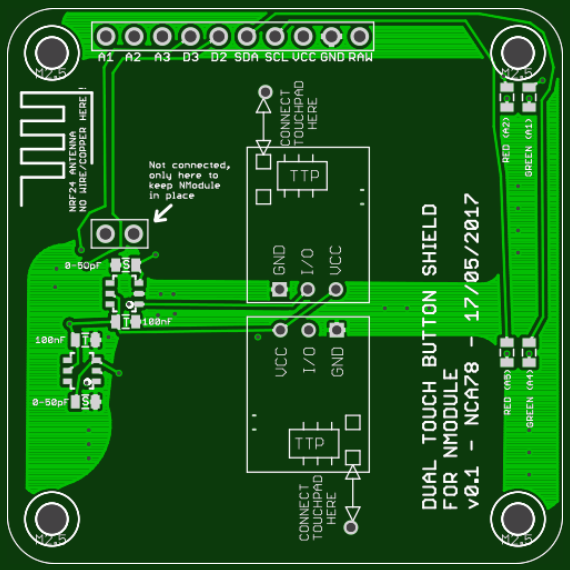 NModule Two buttons capacitive touch switch shield | OpenHardware.io - Enables Open Source ...