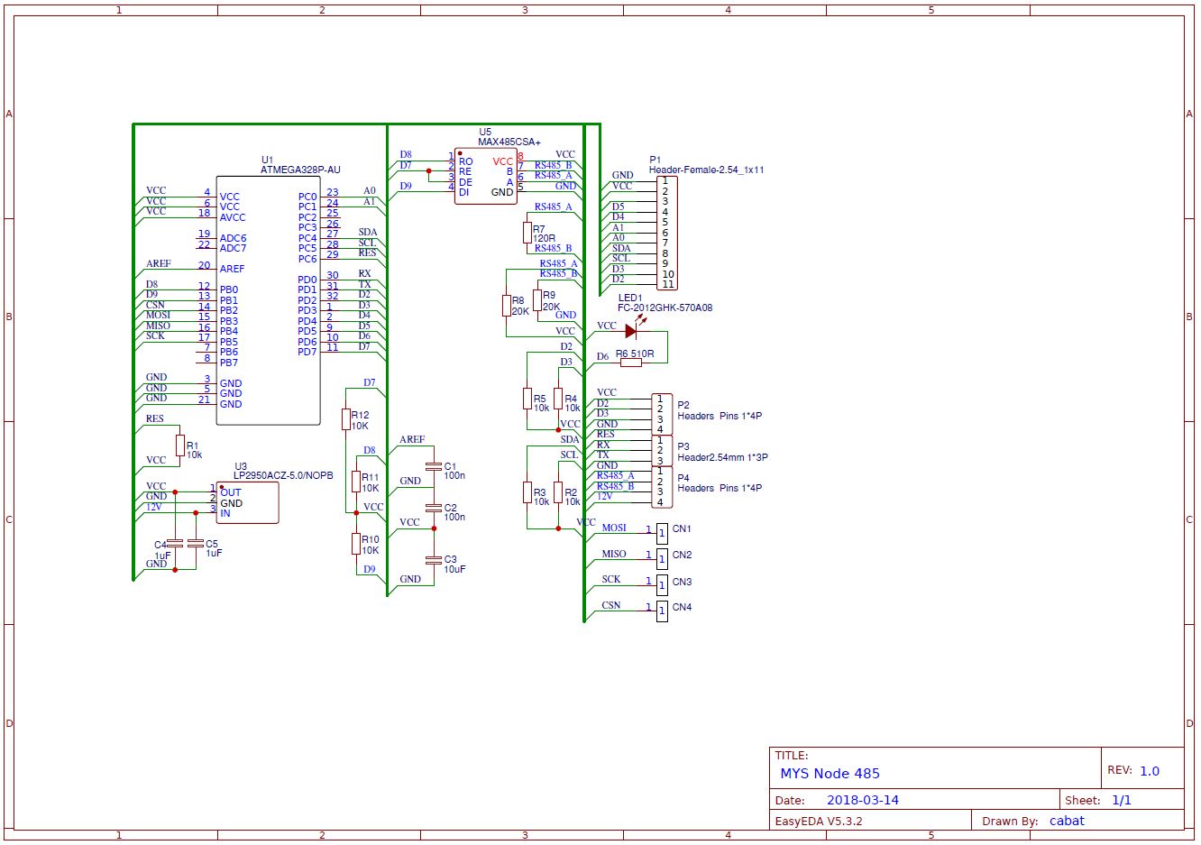 Simple compact RS485 node (ATmega328 + MAX485) | OpenHardware.io - Enables Open Source Hardware ...